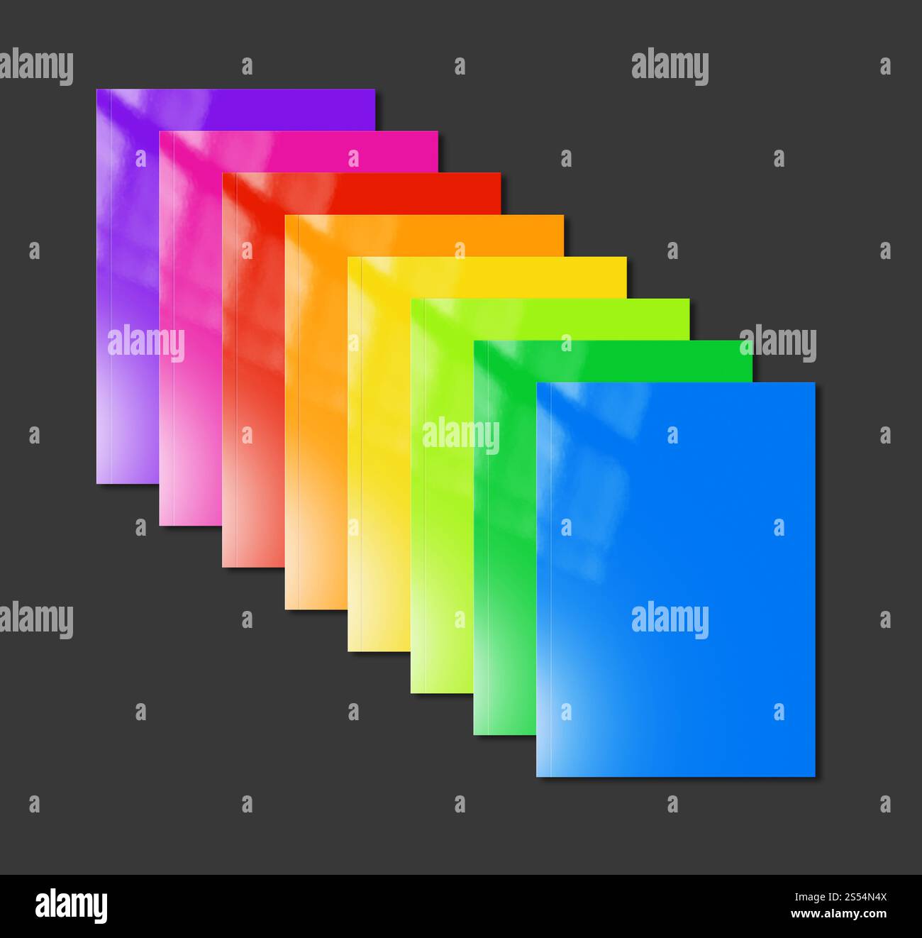 Multi color booklet covers range isolated on black background - mockup ...