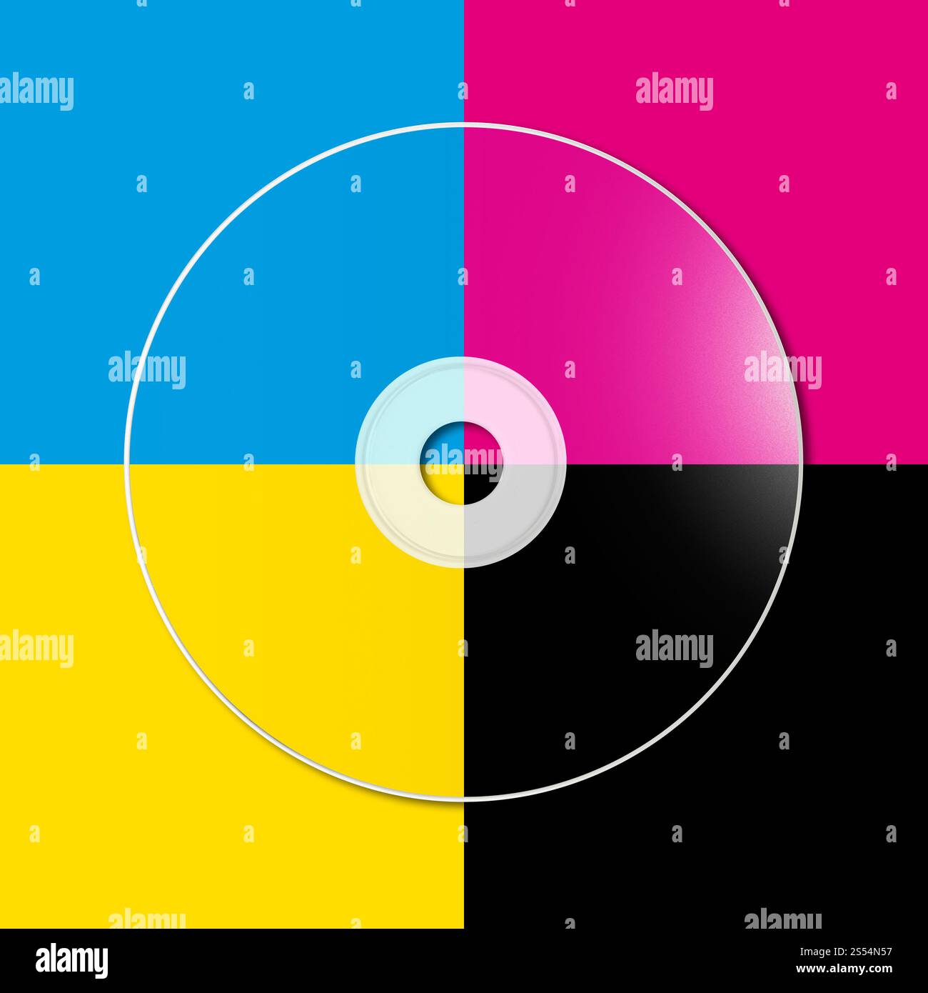 CD - DVD print in CMYK primary colors. Mockup illustration. CMYK CD ...