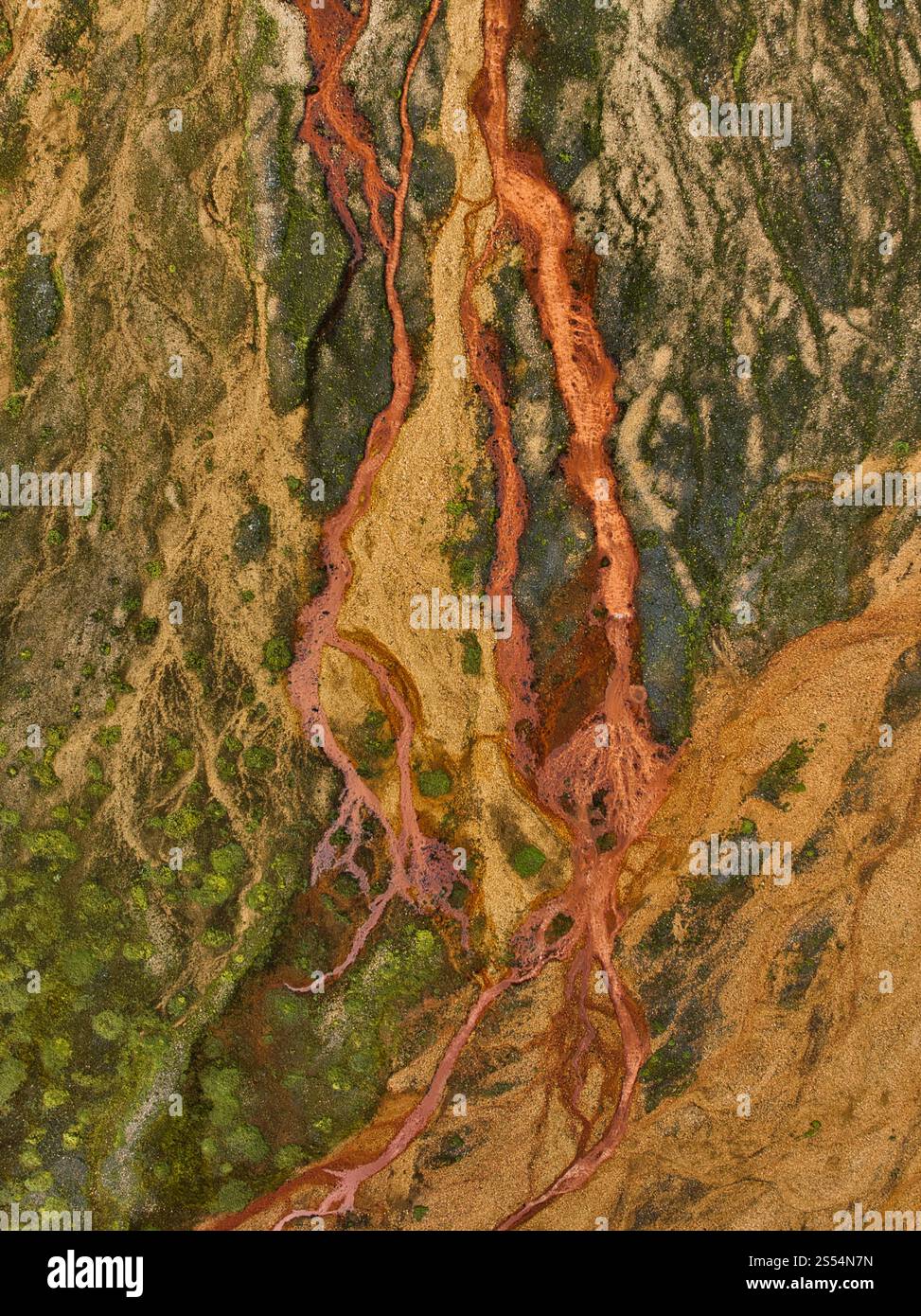 Aerial view of sediment-rich rivers in Iceland, creating stunning ...