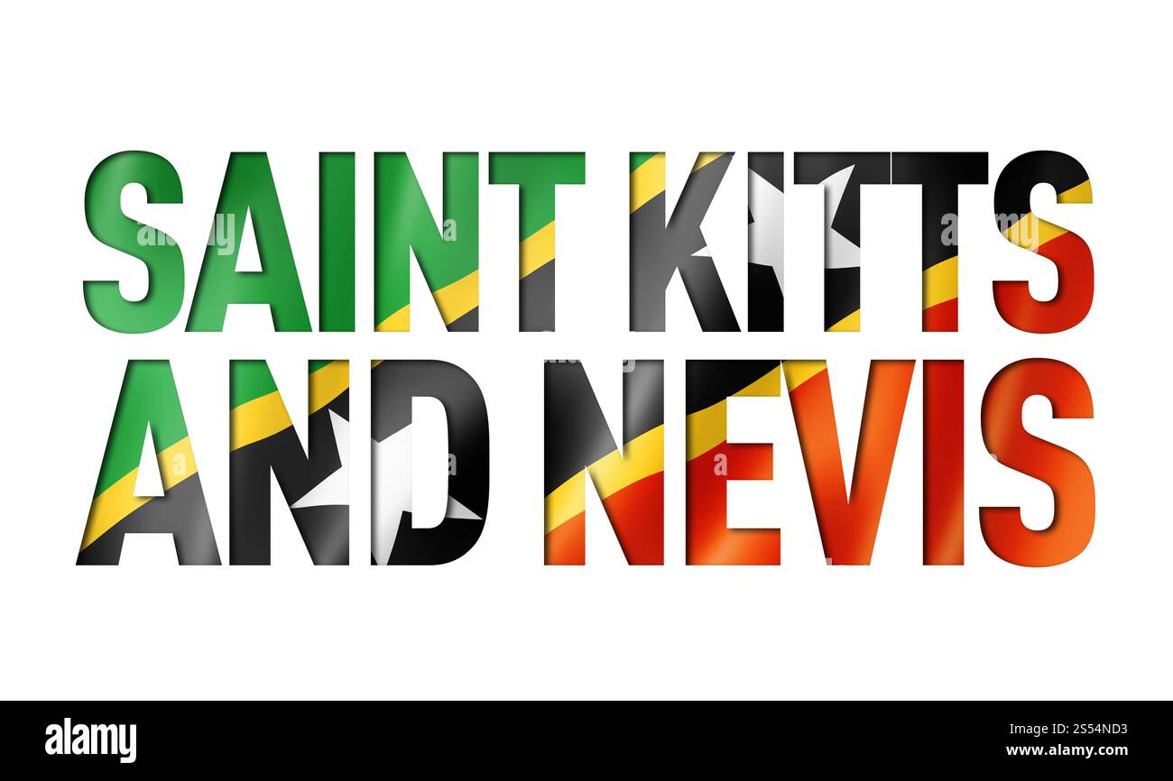 Saint Kitts And Nevis flag text font. National symbol background. Saint ...