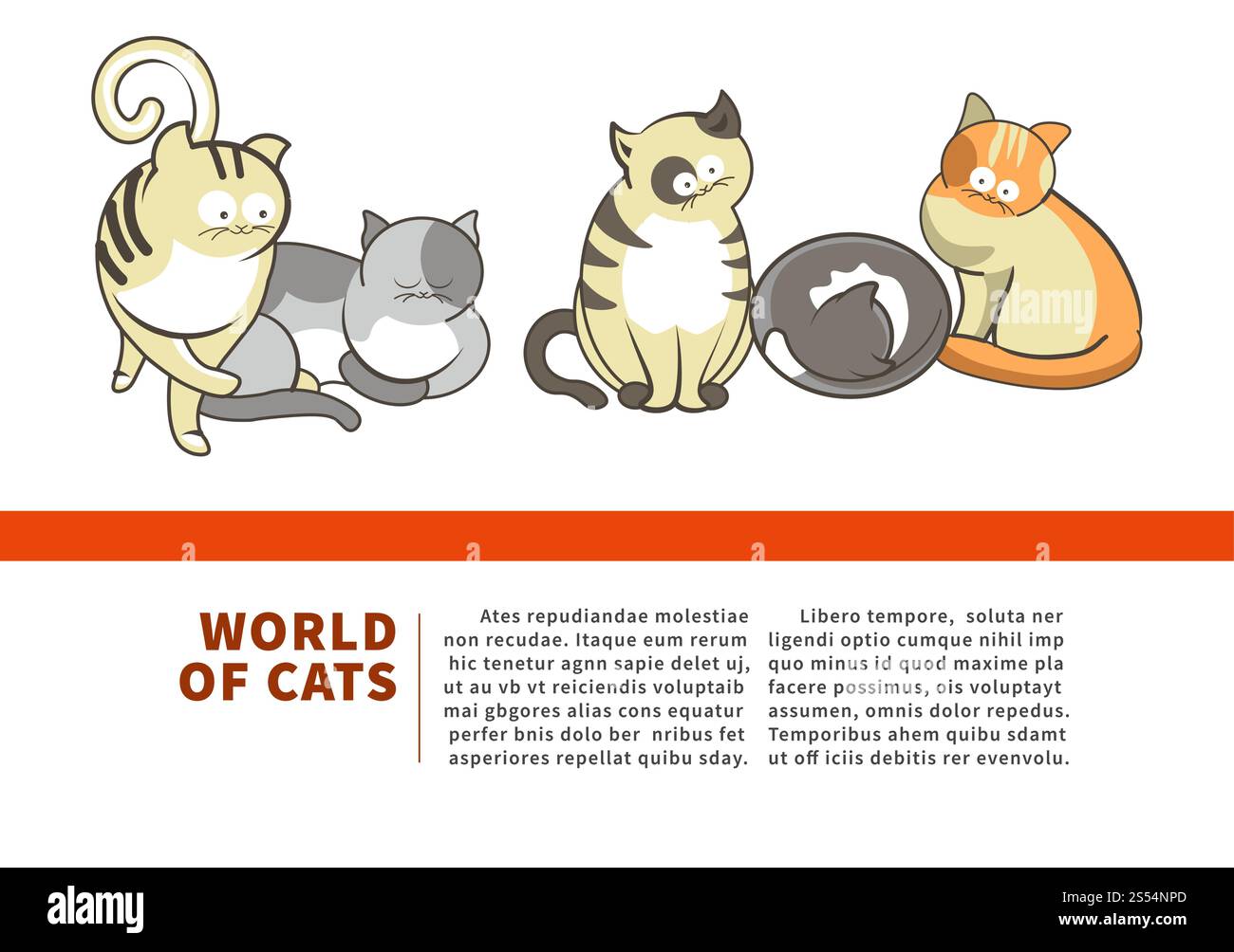 Worlds of cats promotional banner for pet shop. Adorable animals with ...
