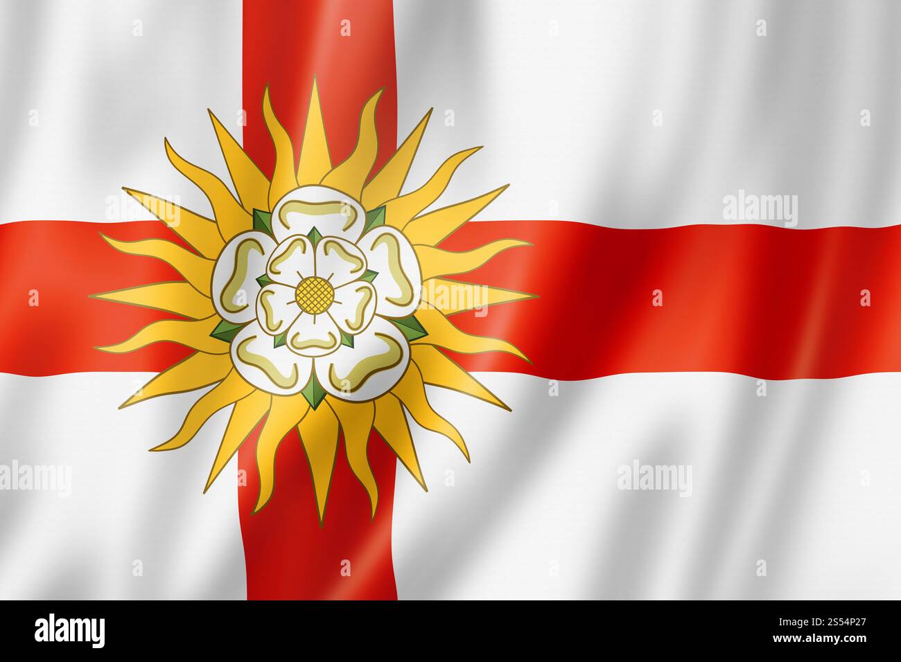 West Riding of Yorkshire County flag, United Kingdom waving banner ...