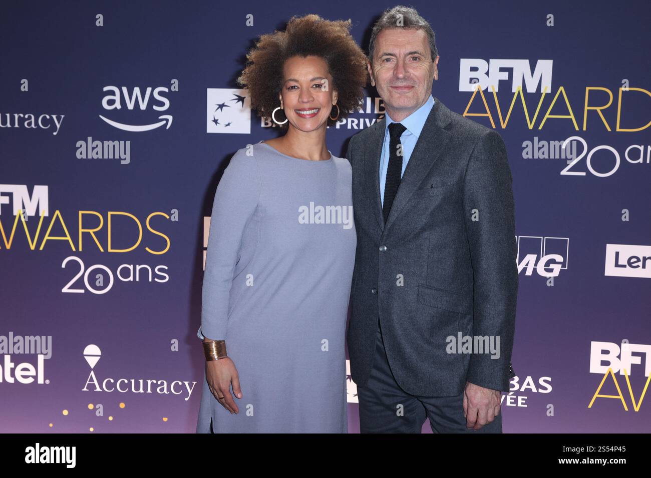 Pauline Simonet and Thierry Arnaud at the 20th BFM Awards at the Grand Palais in Paris, France ...