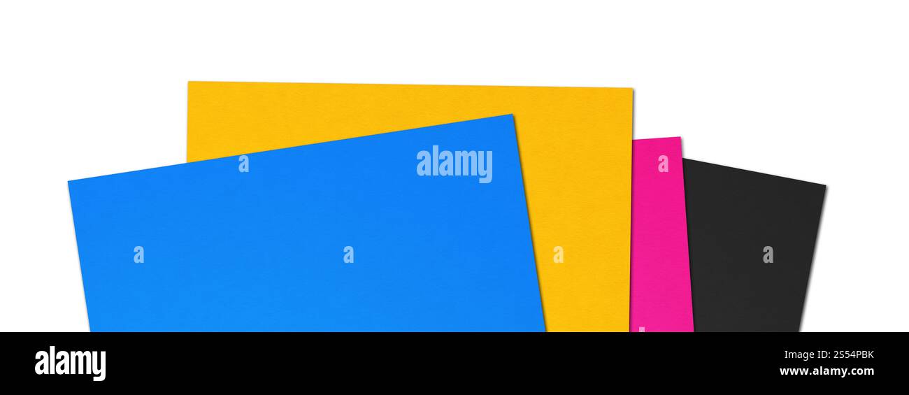 CMYK Blank A4 paper sheet set. Horizontal banner on white background ...