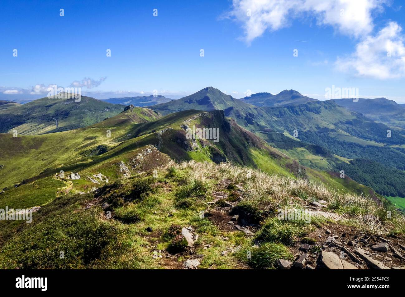 Puy Mary and Chain of volcanoes of Auvergne in Cantal, France. Puy Mary ...