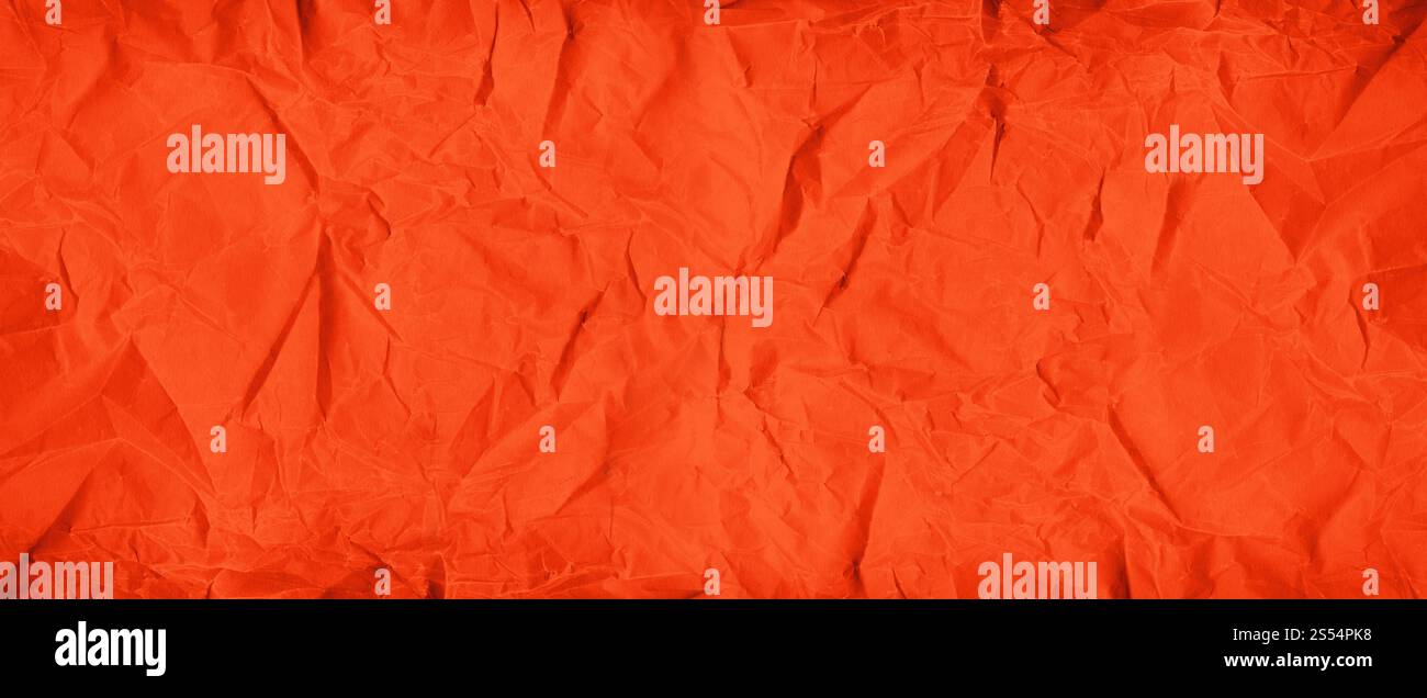 Old red crumpled paper texture background. Wallpaper banner. Red ...