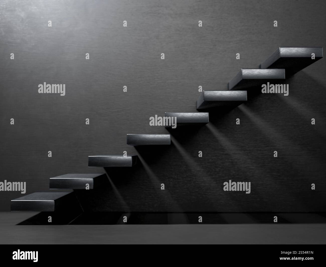 Black stairs on wall in dark interior business growth hi-res stock ...