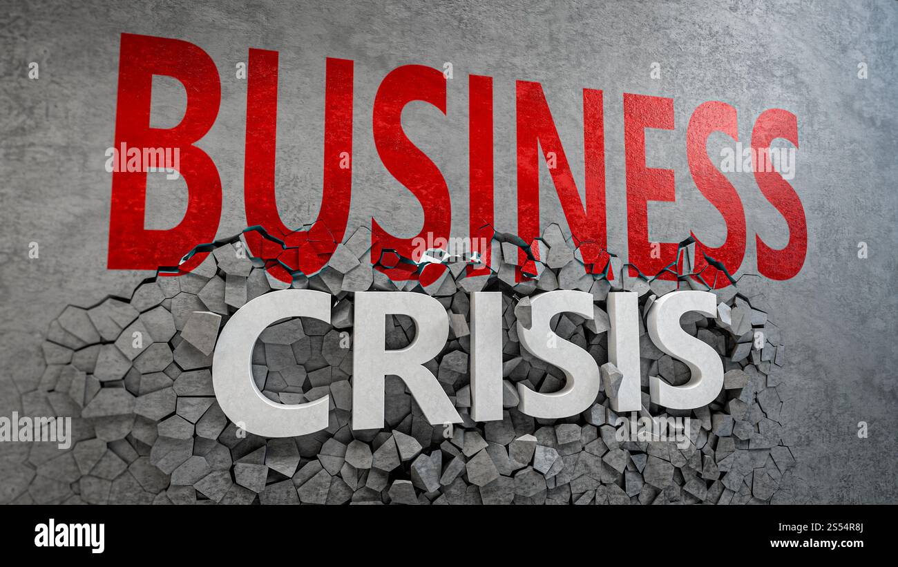 Word crisis breaking concrete business wall. Global financial crisis in ...