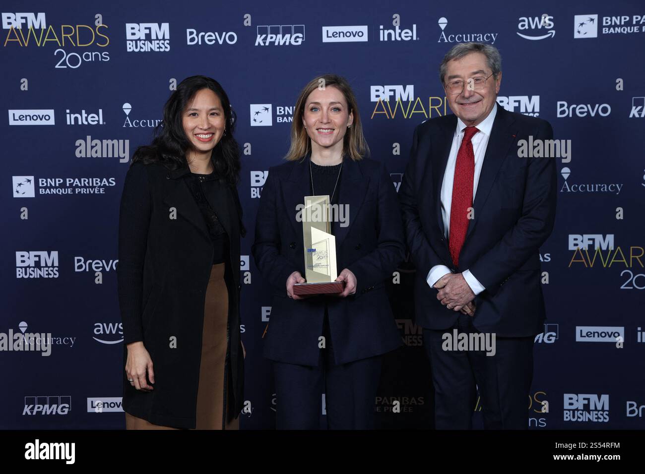 Isabelle Loc, Samantha Mane and Jean Mane at the 20th BFM Awards at the Grand Palais in Paris ...