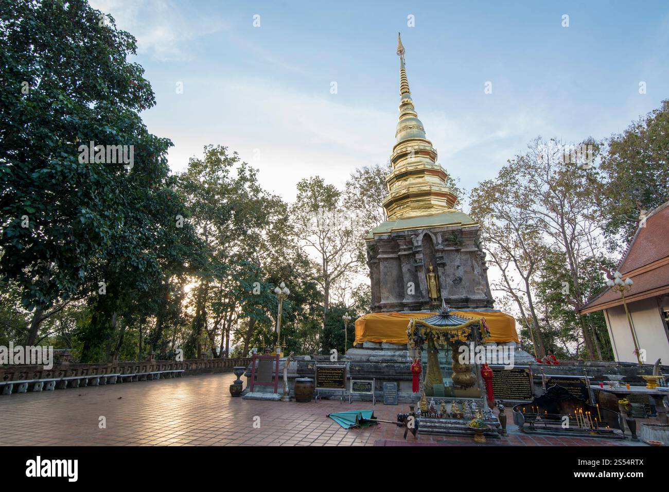 the Temple Wat Phra That Chom Kitti in the town of Chiang Saen at the mekong River in the golden ...