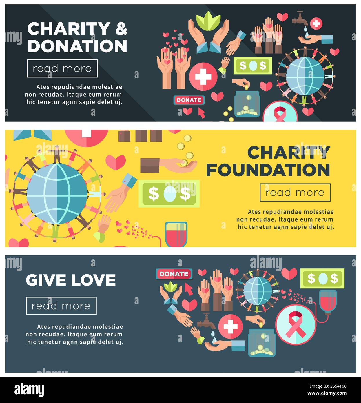 Charity and donation foundation to give love promo Internet posters ...