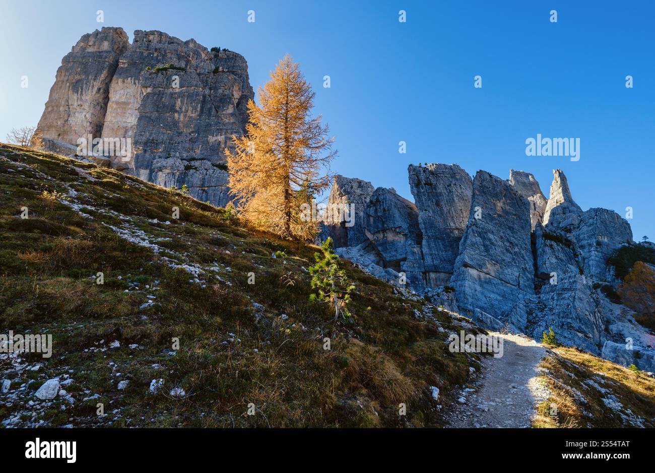 Sunny autumn alpine Dolomites rocky mountain scene, Sudtirol, Italy ...