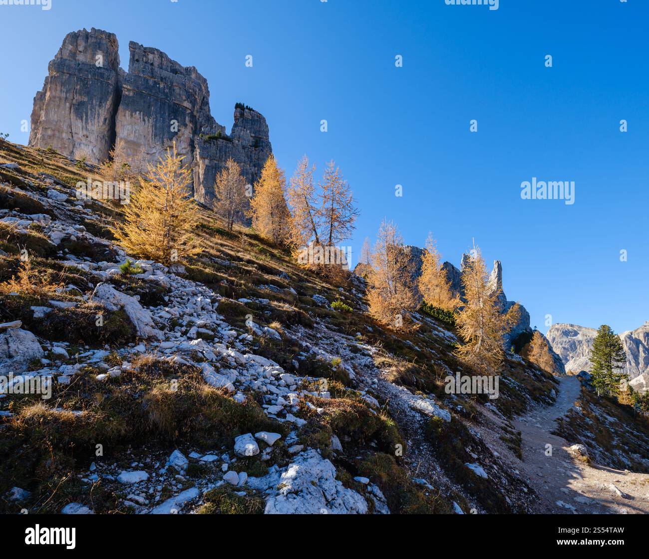 Sunny autumn alpine Dolomites rocky mountain scene, Sudtirol, Italy ...