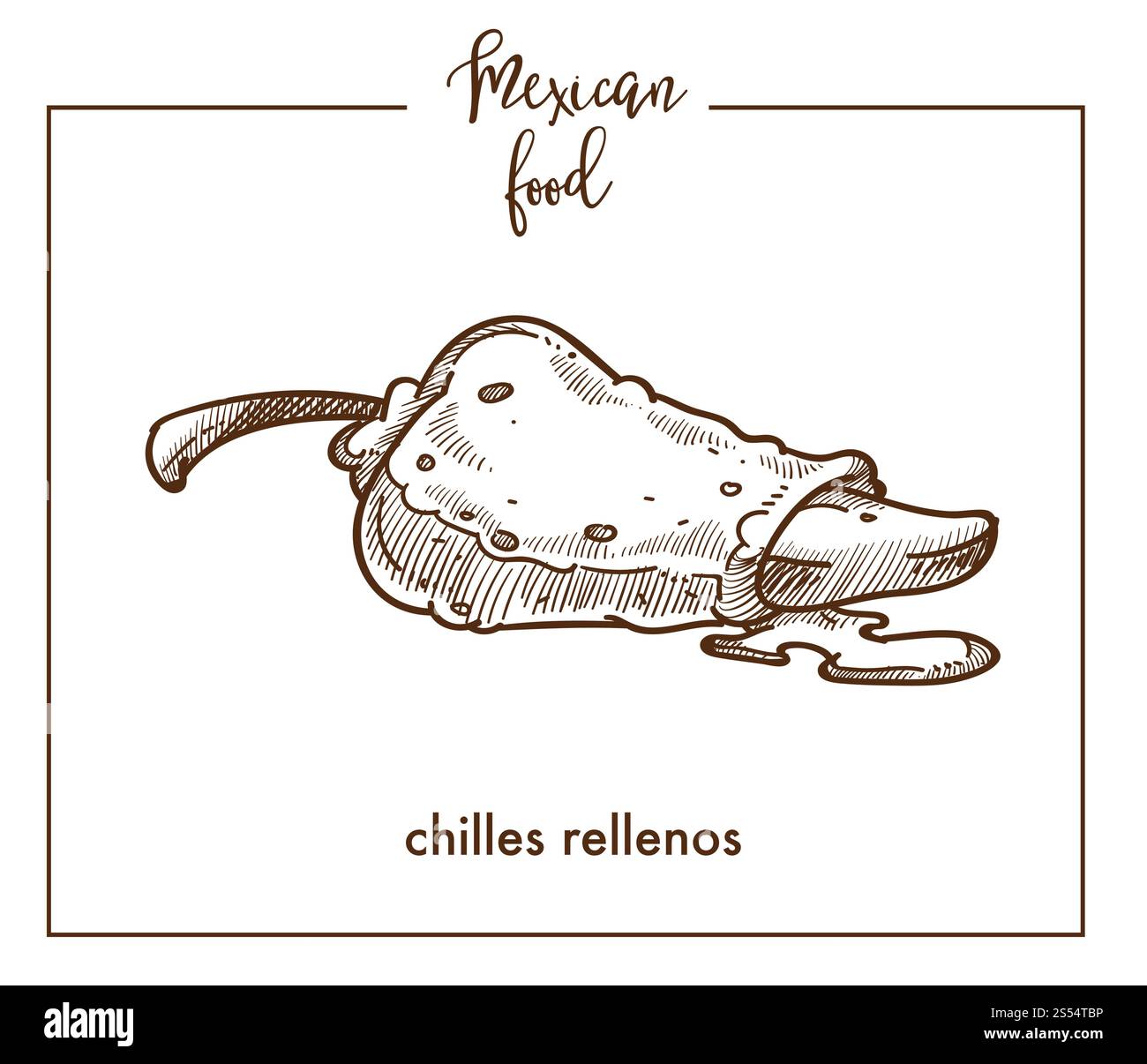 Chiles rellenos sketch icon for Mexican food cuisine menu design ...