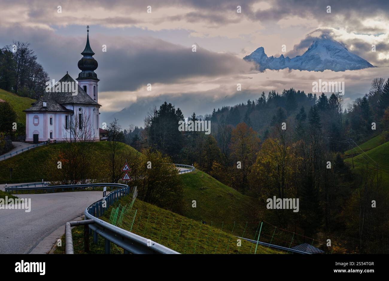 Overcast autumn morning in Bavaria with the small famous Maria Gern ...