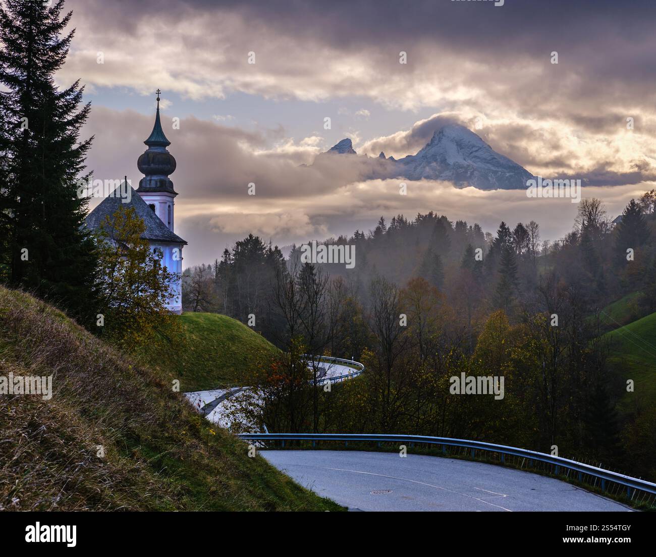 Overcast autumn morning in Bavaria with the small famous Maria Gern ...