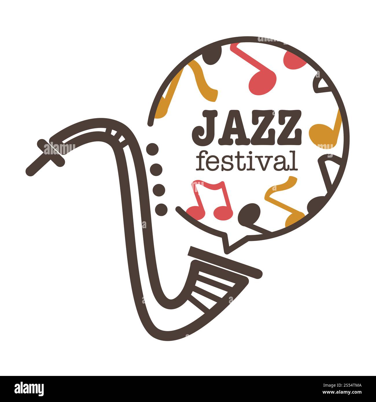Jazz festival promotional banner with saxophone outline and cloud full ...
