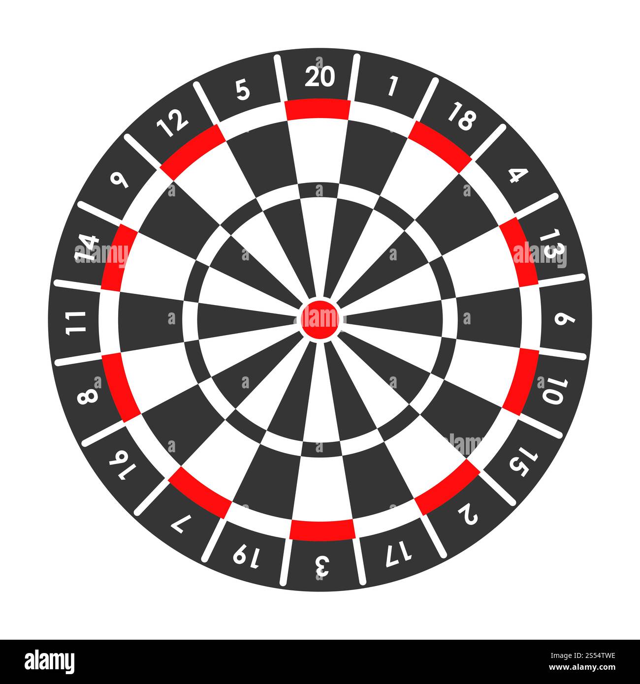 Target for darts game with score points around and red spot in middle ...