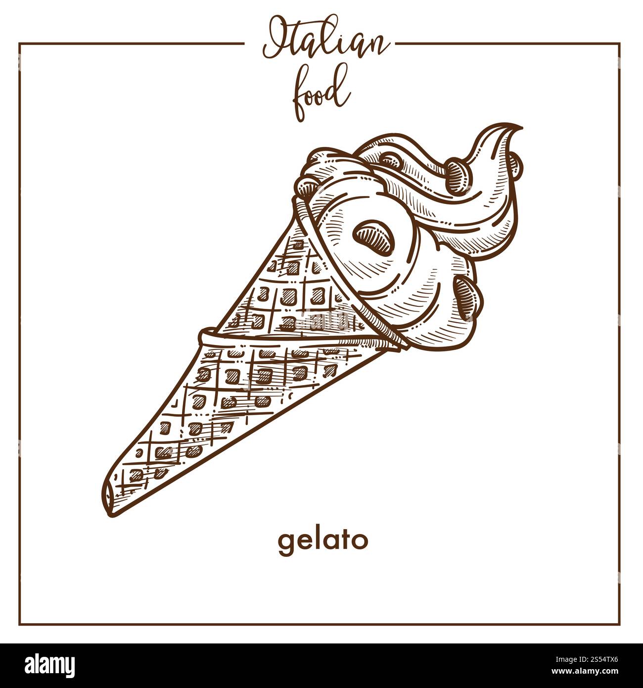 Gelato sketch icon for gelateria Italian food cuisine menu design ...
