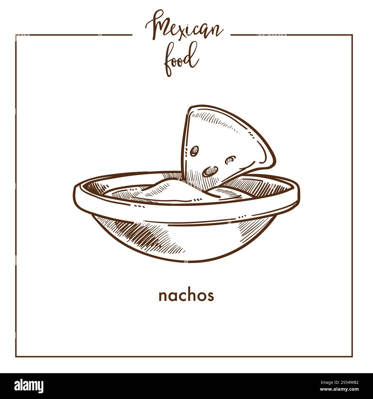 Nachos chips sketch icon for Mexican food cuisine menu design. Vector ...