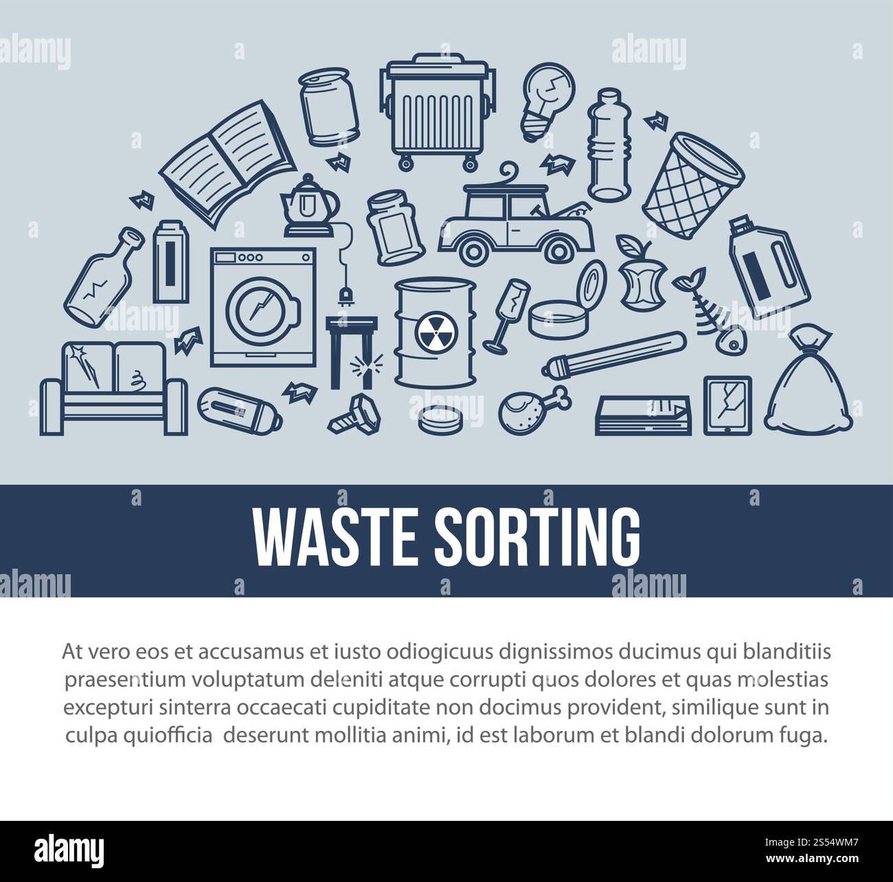 Waste sorting for easy removal poster with sample text. Separation of ...