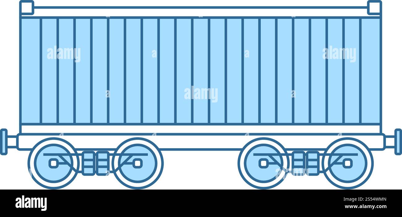 Railway Cargo Container Icon. Thin Line With Blue Fill Design. Vector ...