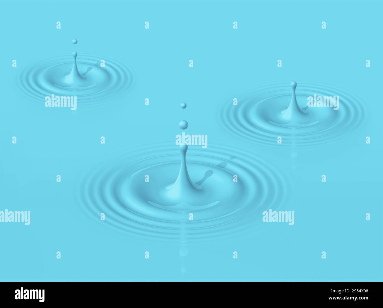 Drop of blue paint splashing and making ripple. 3D illustration. Drops ...