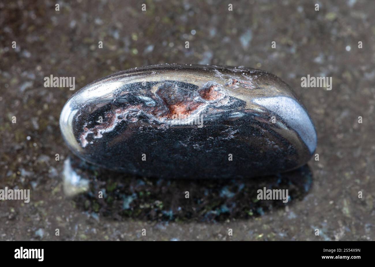 closeup of sample of natural mineral from geological collection ...