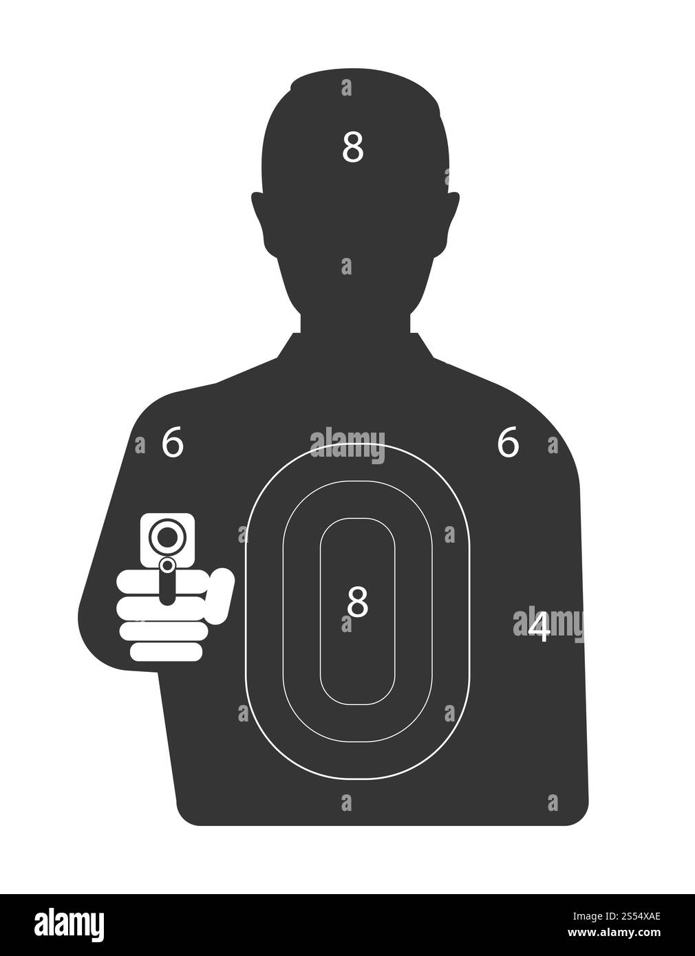 Target with murderer black silhouette that holds weapon. Criminal with ...