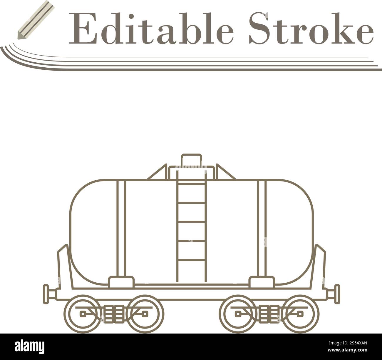 Oil Railway Tank Icon. Editable Stroke Simple Design. Vector ...