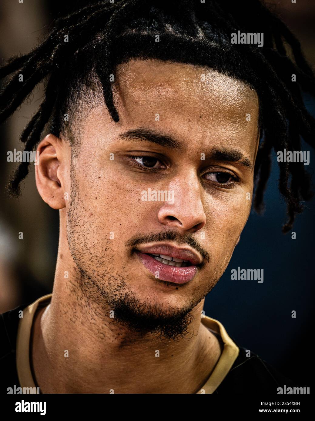 Monaco, Monaco. 09th Jan, 2025. Monaco player #32 Matthew Strazel is seen during warm-up before ...