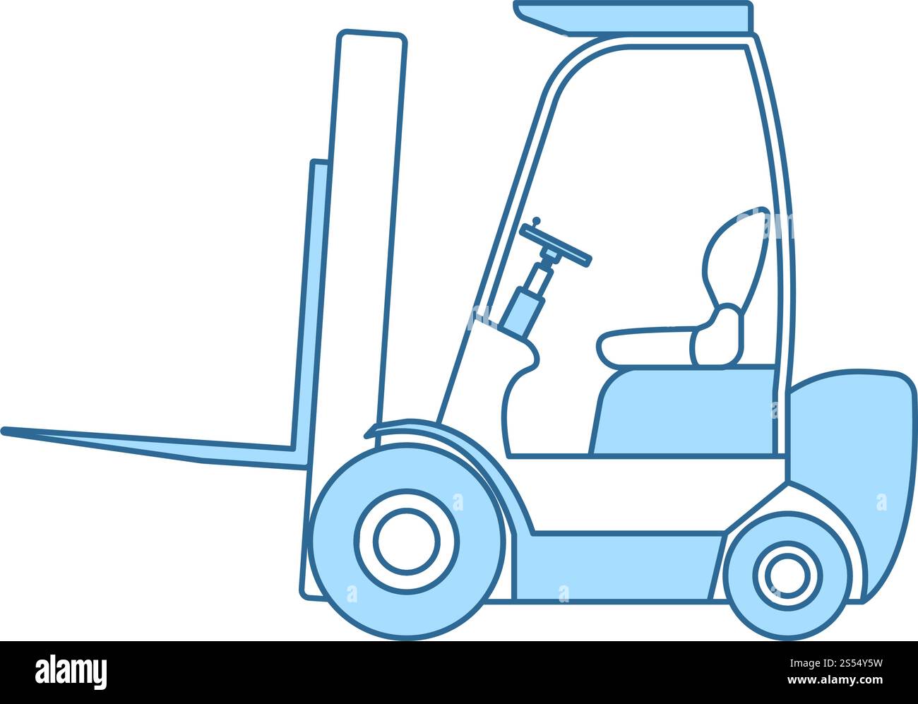 Warehouse Forklift Icon. Thin Line With Blue Fill Design. Vector ...