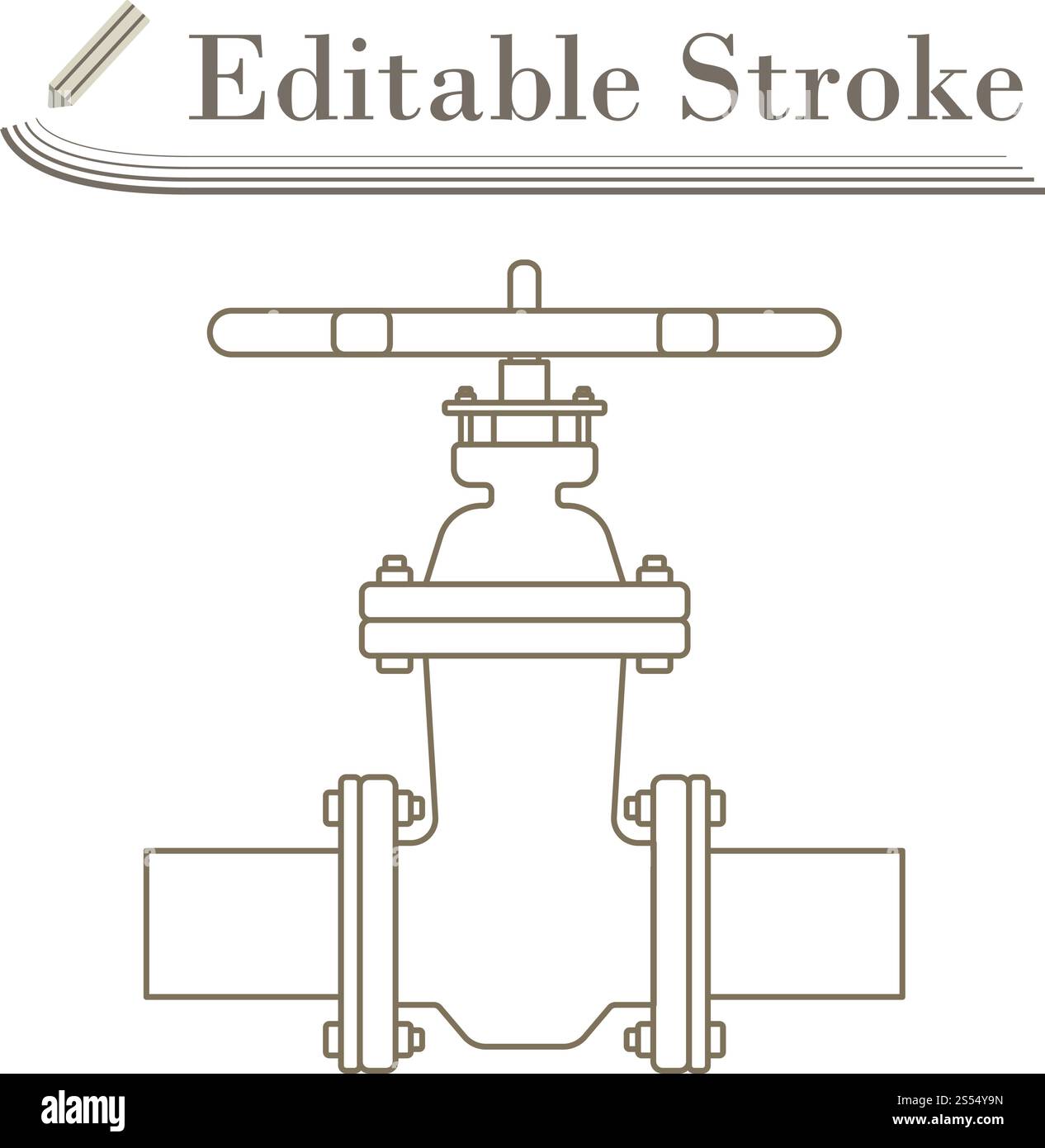 Pipe Valve Icon. Editable Stroke Simple Design. Vector Illustration ...