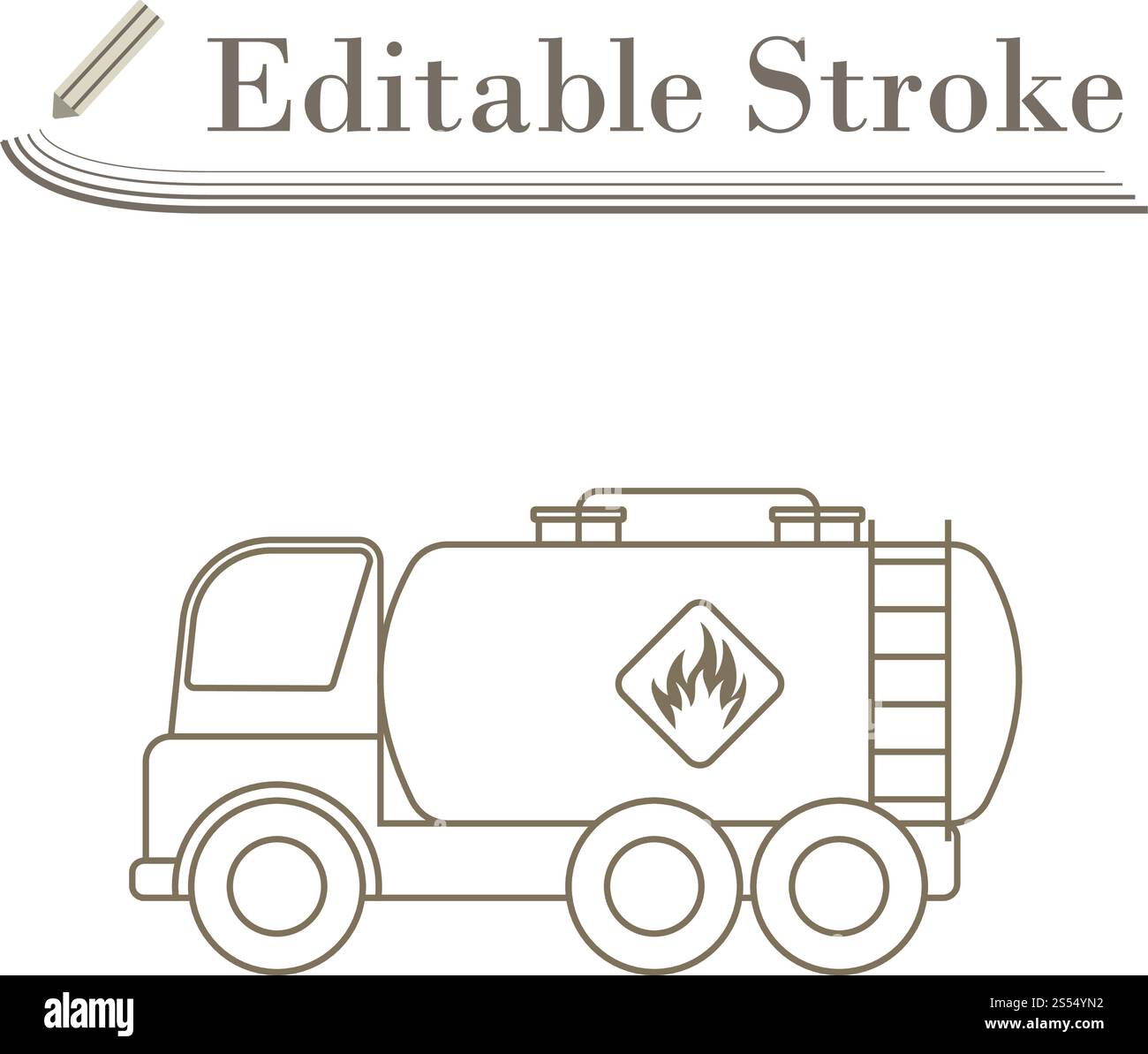 Fuel Tank Truck Icon. Editable Stroke Simple Design. Vector ...