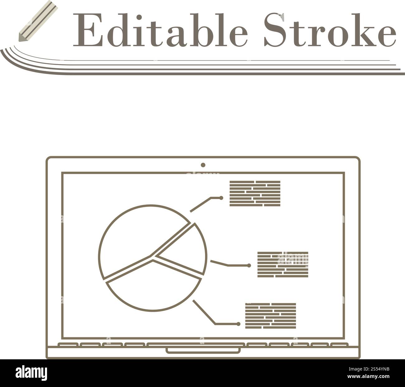 Laptop With Analytics Diagram Icon. Editable Stroke Simple Design ...