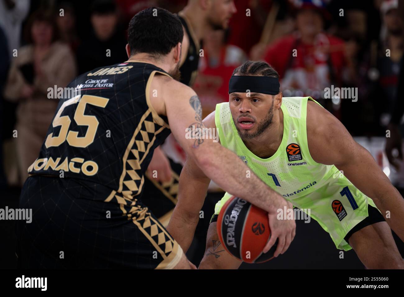 Monaco, Monaco. 09th Jan, 2025. Monaco player #55 Mike James and ...