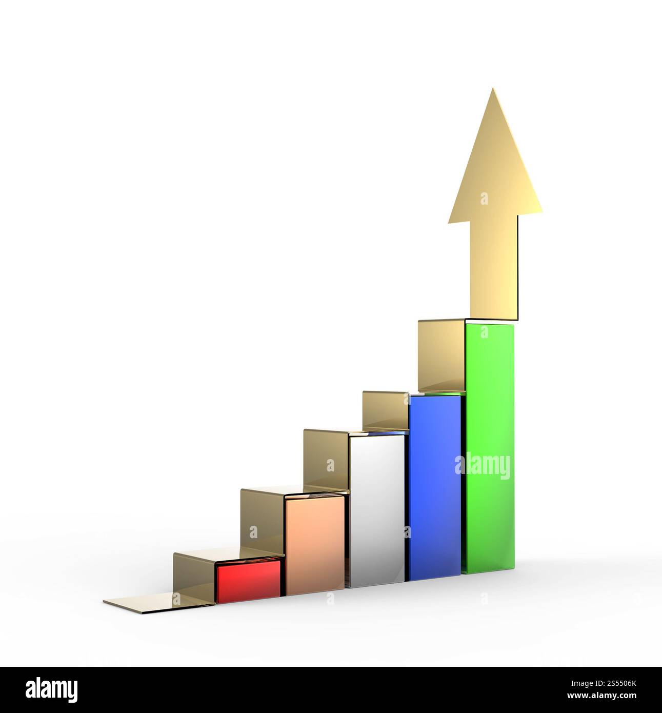 Business graph bar growth on white background Stock Photo - Alamy