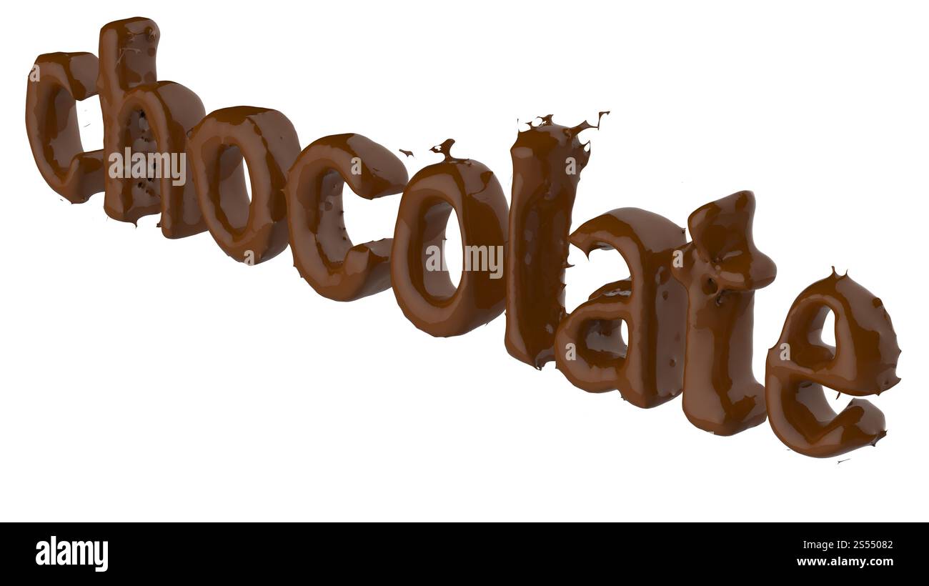 Chocolate text made of chocolate on white Stock Photo - Alamy
