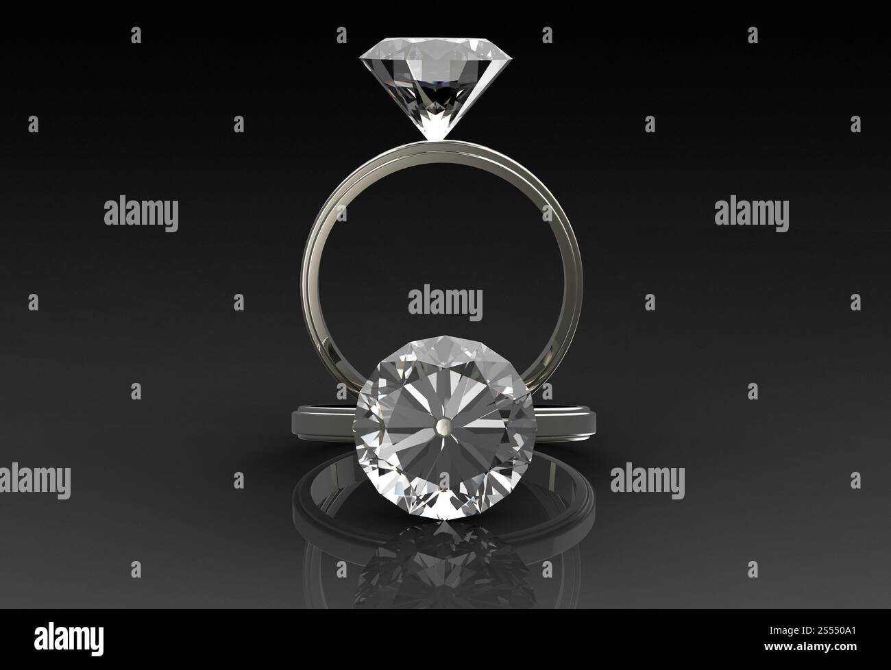 3d rendering of a diamond ring Stock Photo - Alamy
