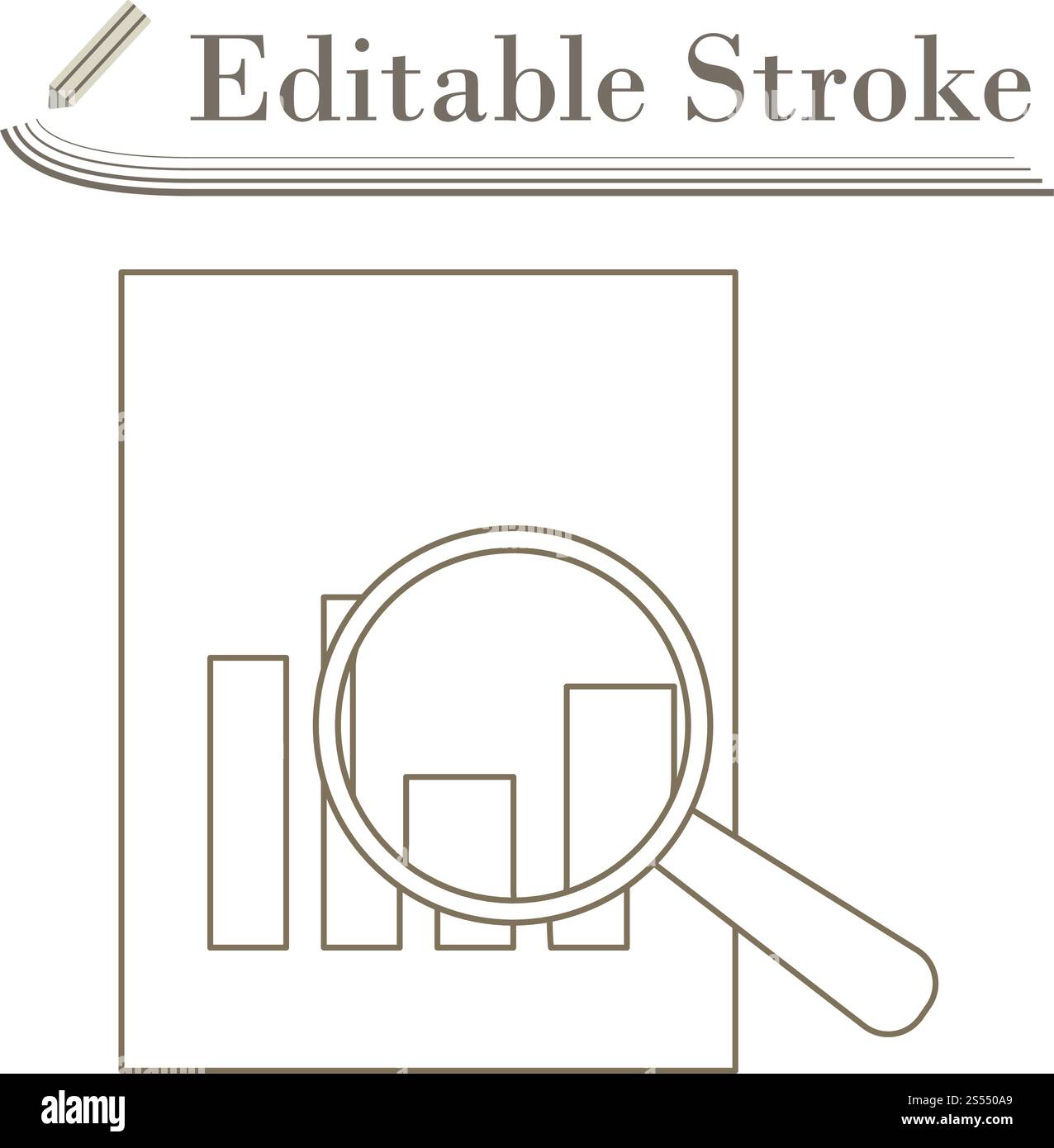 Magnificent Glass On Paper With Chart Icon. Editable Stroke Simple ...