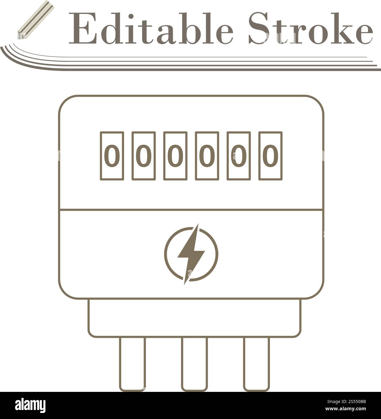 Electric Meter Icon. Editable Stroke Simple Design. Vector Illustration ...