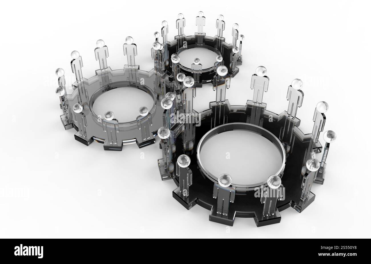 Model of 3d figures on connected cogs as leadership concept Stock Photo ...