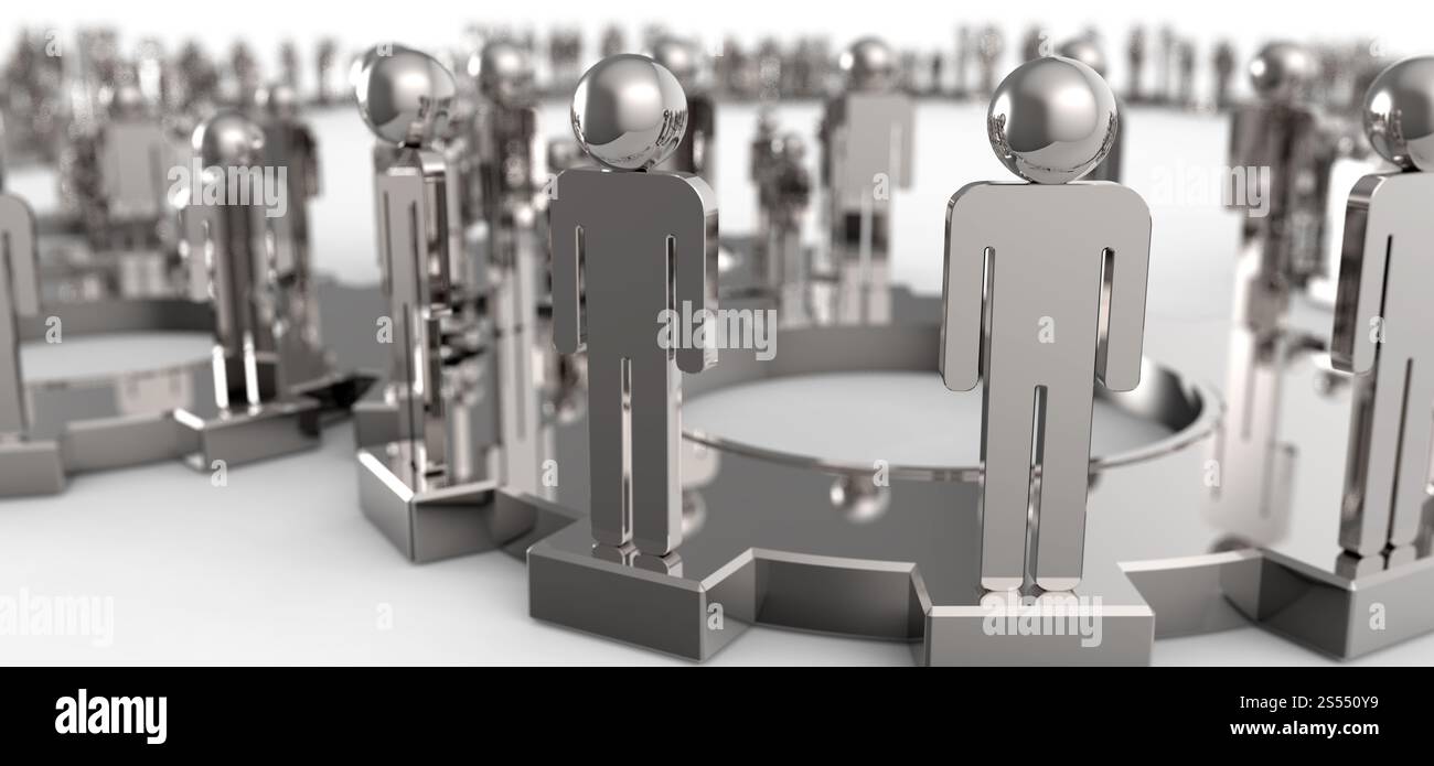 Model of 3d figures on connected cogs as leadership concept Stock Photo ...