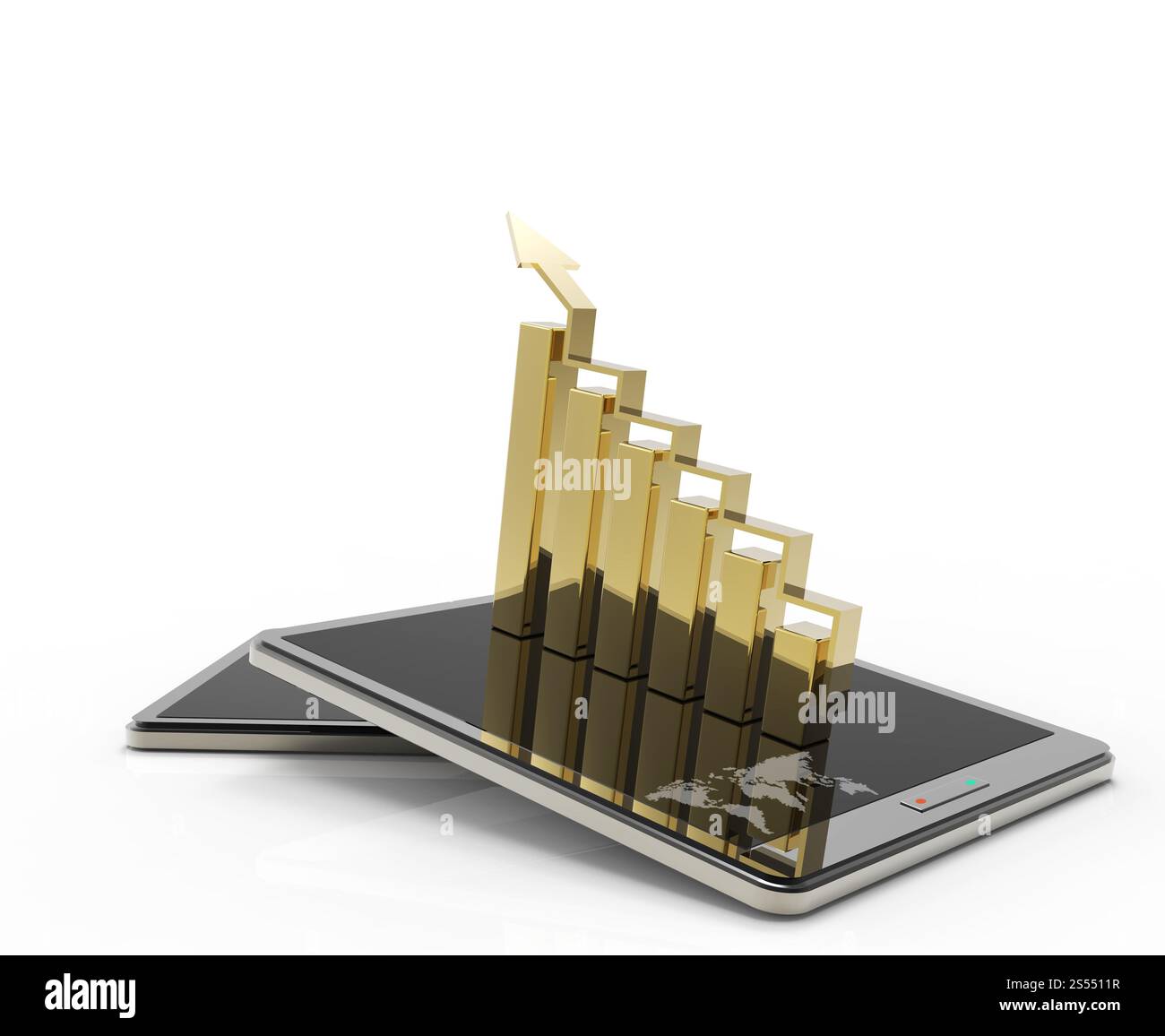 3d tablet computer with a bar graph as concept Stock Photo - Alamy