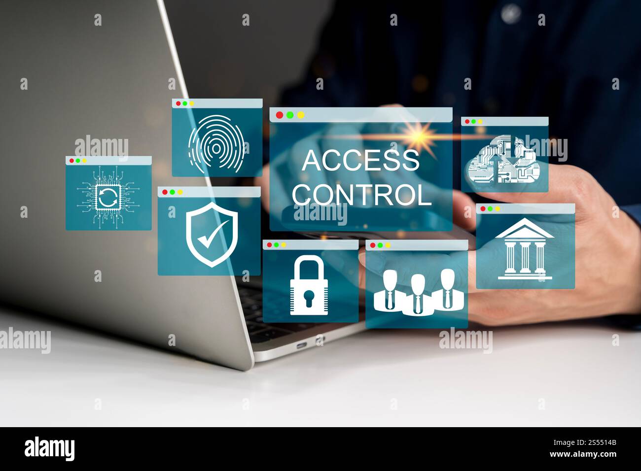 Biometric Cyber Security System And Access Control Concept Businessman Access Security Personal