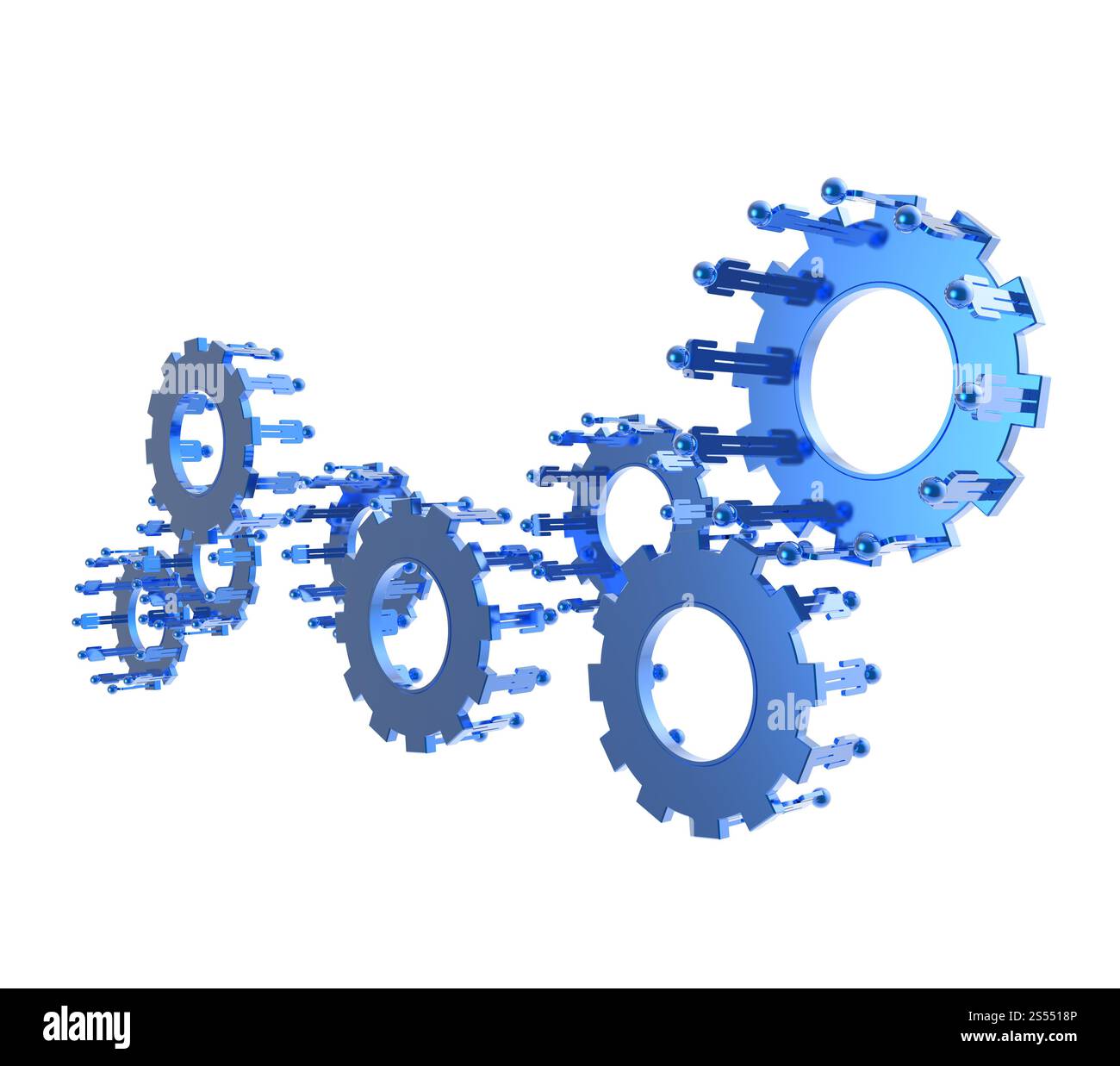 Model of 3d figures on connected cogs as industry concept Stock Photo ...