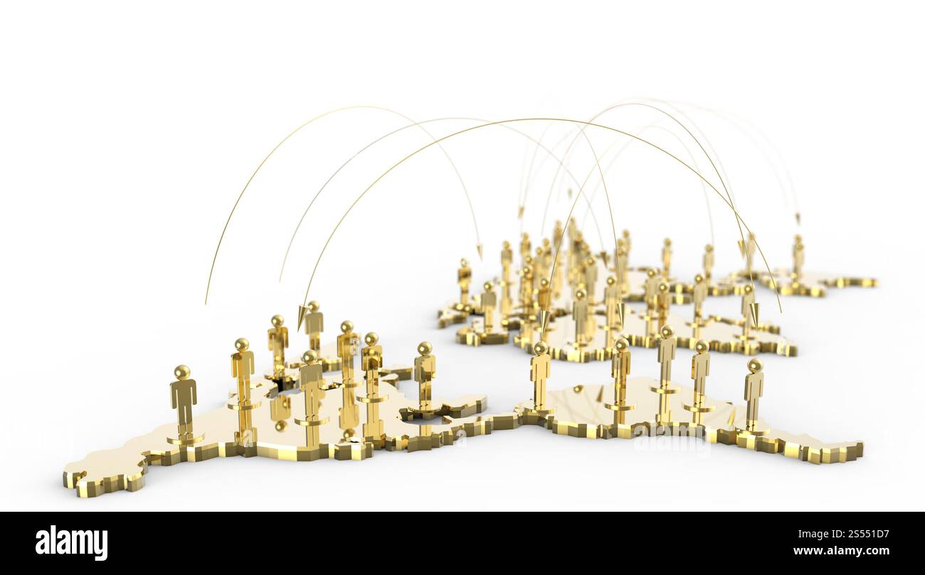 social network human 3d on world map as concept Stock Photo - Alamy