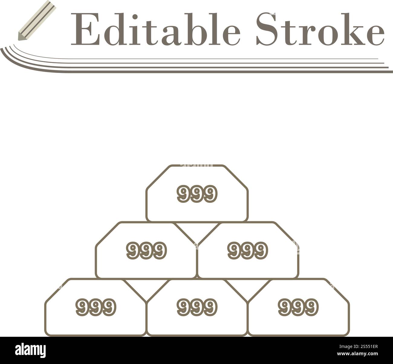 Gold Bullion Icon. Editable Stroke Simple Design. Vector Illustration ...