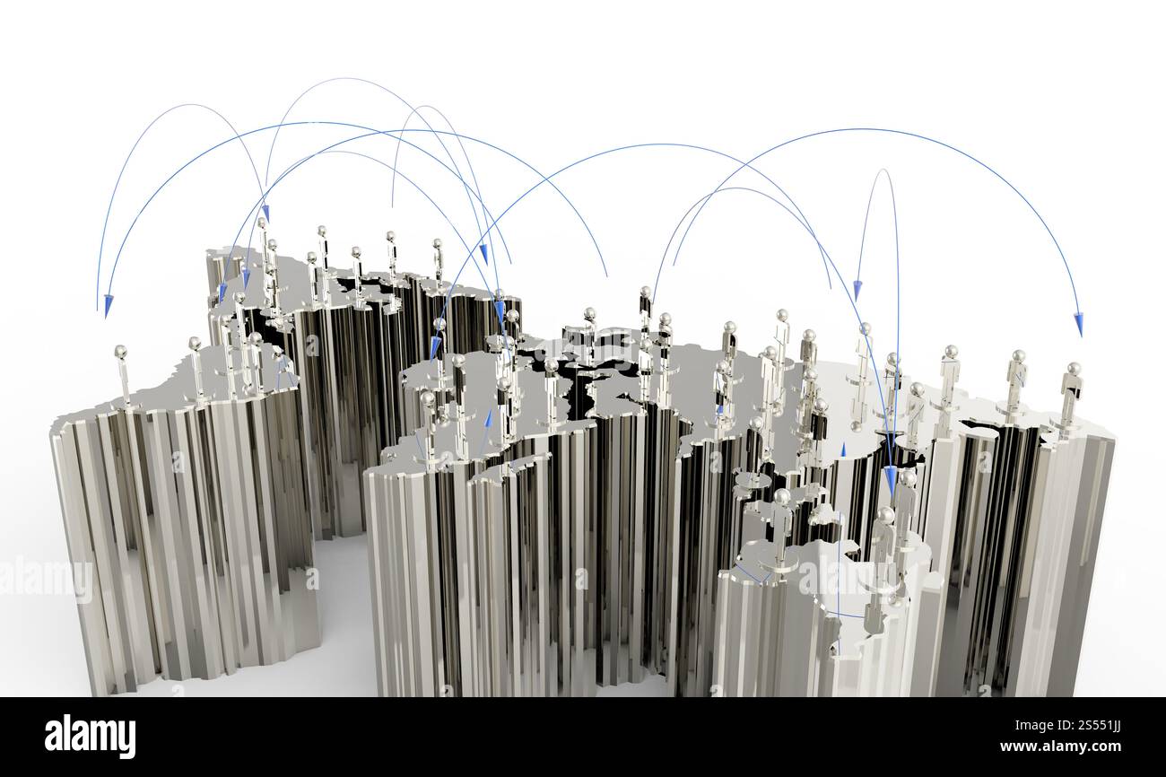 social network human 3d on world map as concept Stock Photo - Alamy