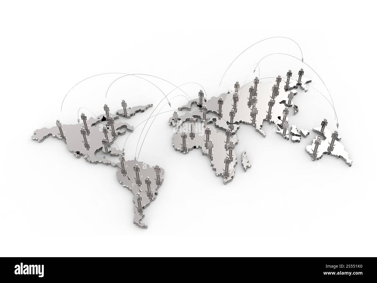 social network human 3d on world map as concept Stock Photo - Alamy